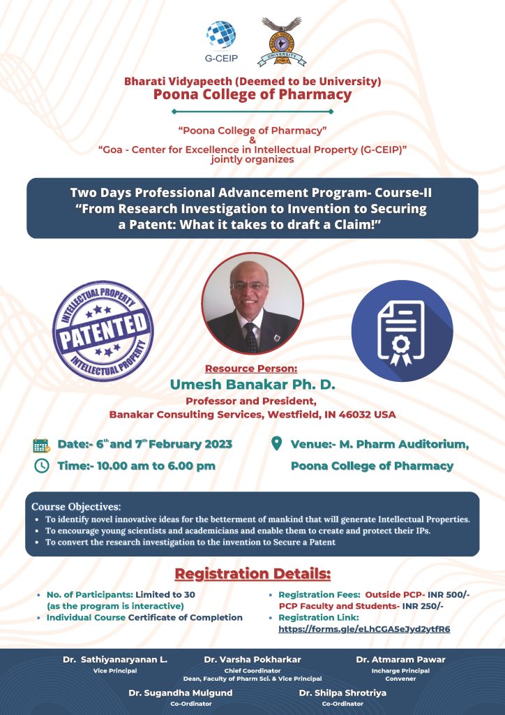 Two days professional Development Program – Course II at BVDU Poona ...